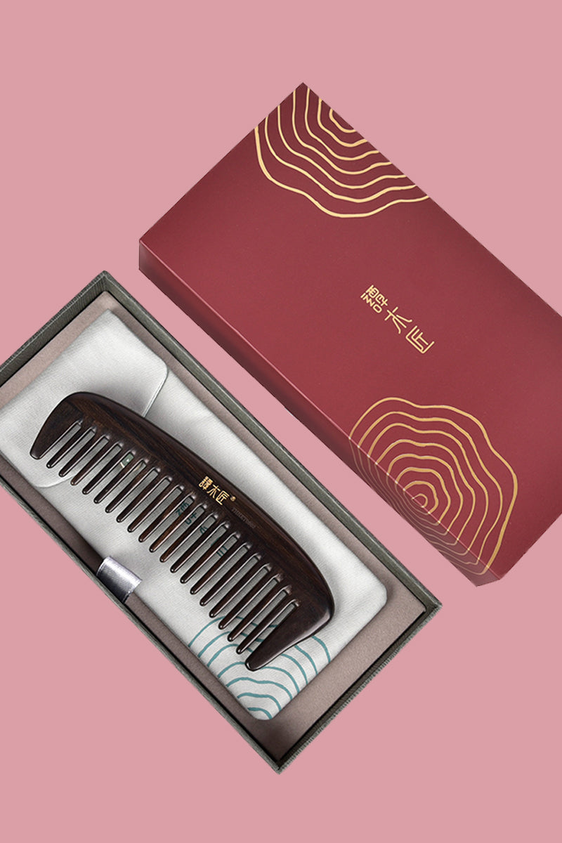 Ebony Wooden Comb with Wide Tooth – Tan Mujiang