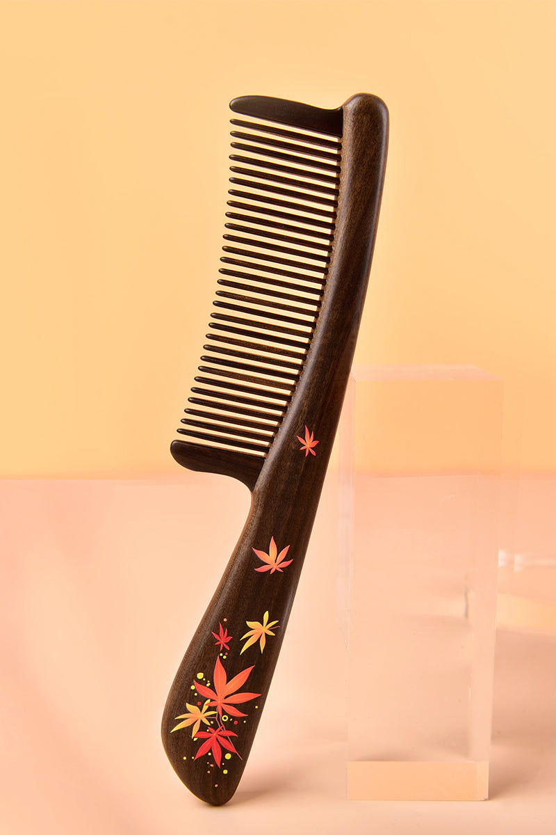 Maple Leaf Wooden Hair Comb – Tan Mujiang